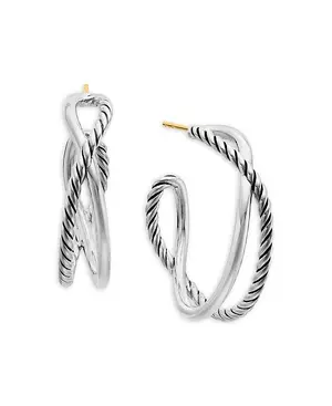David Yurman Sterling Crossover Hoop Earrings - Silver