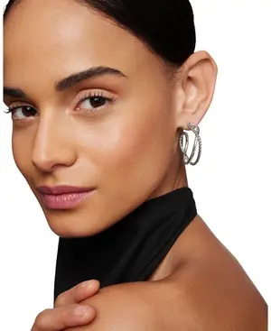 David Yurman Sterling Crossover Hoop Earrings