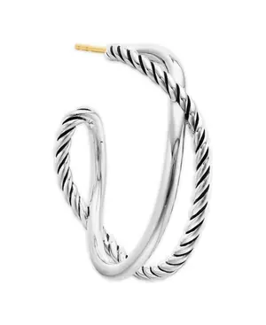 David Yurman Sterling Crossover Hoop Earrings