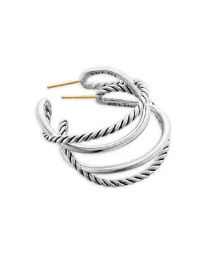 David Yurman Sterling Crossover Hoop Earrings