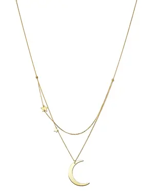 MOON & MEADOW Crescent & Star Charm Layered Necklace - Gold