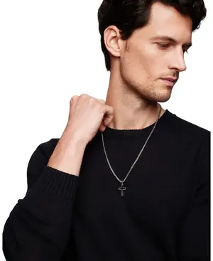 David Yurman Exotic Stone Cross With Black Onyx