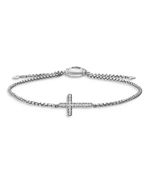 David Yurman Petite Pave Cross Chain Bracelet - Silver