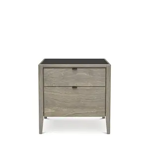 HUPPE Edmond 2-drawer Night Table - Raw Birch / Synthetic Leather