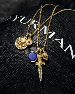 David Yurman 18k Yellow Skull Pendant