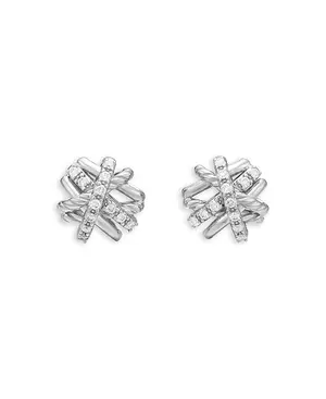David Yurman Crossover Diamond Earrings - White/silver