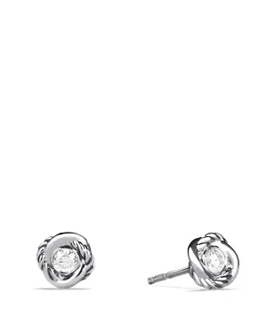 David Yurman Infinity Diamond Stud Earrings - Silver