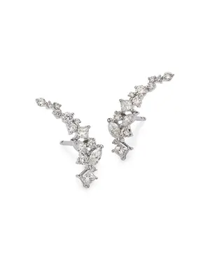Bloomingdale'S 14k White 1.0 Tcw Diamond Ear Climbers