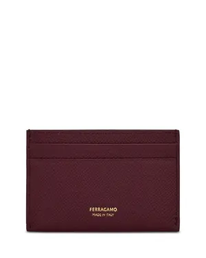 FERRAGAMO Salvatore Gancini Leather Card Case - Plum