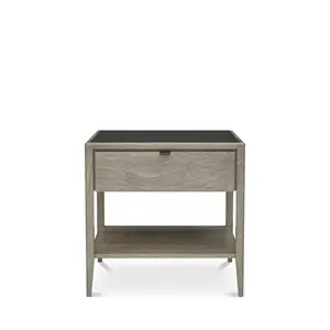 HUPPE Edmond 1-drawer Night Table - Raw Birch / Synthetic Leather