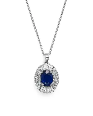 Bloomingdale'S Sapphire And Diamond Pendant Necklace - Blue/white