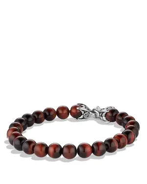 David Yurman Spiritual Beads Bracelet With Red Tiger's Eye - Silver/red
