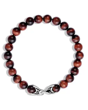 David Yurman Spiritual Beads Bracelet With Red Tiger's Eye - Silver/red