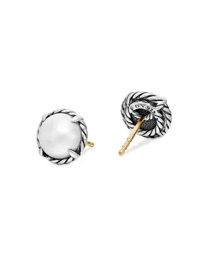 David Yurman Chatelaine Stud Earrings - Silver/white