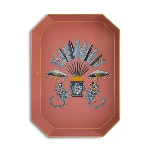 LES-OTTOMANS Giraffe Iron Tray, 17 - Blue Monkey