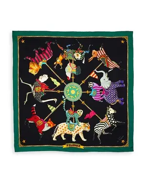 Echo Animal Menagerie Silk Square Scarf - Black/green