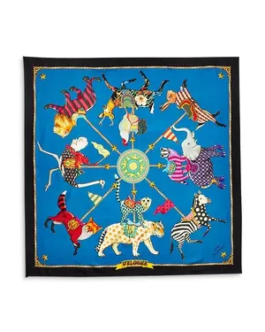Echo Animal Menagerie Silk Square Scarf Blue/multi