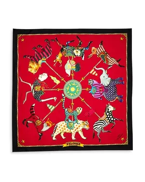 Echo Animal Menagerie Silk Square Scarf - Red/multi