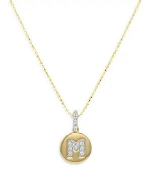 Bloomingdale'S 14k Yellow Gold Diamond Initial Pendant Necklace - M