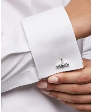 David Yurman Cable Elongated Cufflinks In Sterling 22mm - Silver