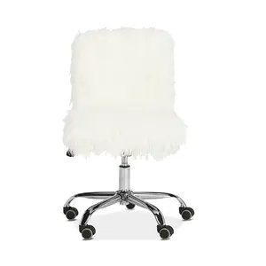 SAFAVIEH Whitney Faux Sheepskin Swivel Office Chair - White/chrome