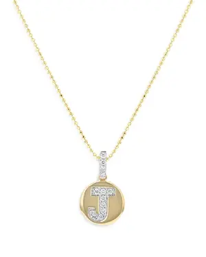 Bloomingdale'S 14k Yellow Gold Diamond Initial Pendant Necklace - J