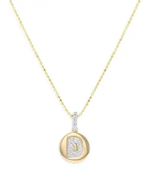 Bloomingdale'S 14k Yellow Gold Diamond Initial Pendant Necklace - D