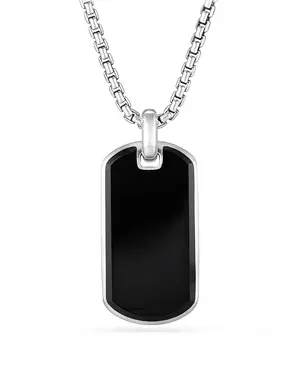 David Yurman Chevron Tag With Black Onyx - Black/silver