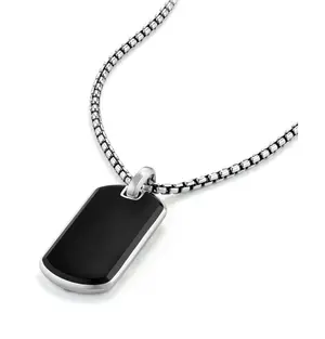 David Yurman Chevron Tag With Black Onyx - Black/silver