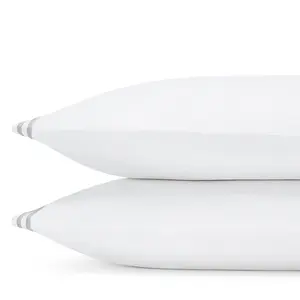 HUDSON PARK COLLECTION Hudson Park Italian Percale Stitch Standard Pillowcase, Pair Exclusive - Silver