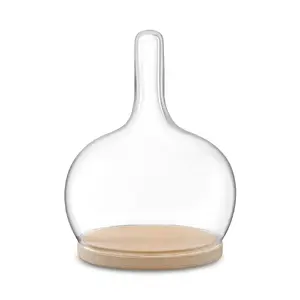 LSA Glass Cloche Dome With Oak Base, 10 - Clear