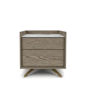 HUPPE Memento 2-drawer Small Nightstand - Raw Oak/ White Cherokee Mable