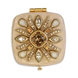 JAY STRONGWATER Schuyler Maltese Bejeweled Compact - Golden