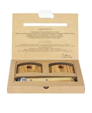 CRISTEL Casteline Tech Olive Wood Handle Set - Tan