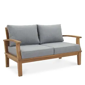 MODWAY Marina Outdoor Patio Teak Loveseat - Natural Gray