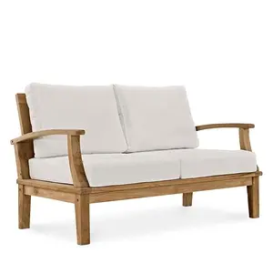 MODWAY Marina Outdoor Patio Teak Loveseat - Natural White