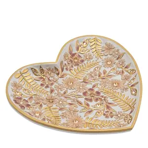 JAY STRONGWATER Aria Floral Heart Trinket Tray - Boudoir