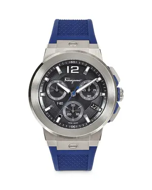 FERRAGAMO Chronograph Strap Watch - Black/blue