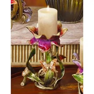 JAY STRONGWATER Meredith Floral Pillar Candle Holder - Multi