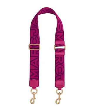 Marc Jacobs The Outline Logo Webbing Strap Lipstick Pink Multi/gold