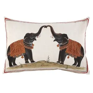 JOHN ROBSHAW Two Elephants Decorative Pillow, 12 X 18