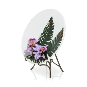 JAY STRONGWATER Orchid And Banana Leaf Platter With Stand