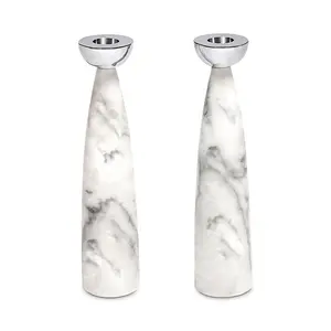 ANNA NEW YORK Coluna Candle Holders, Marble - Carrara