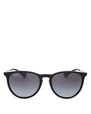 Ray-ban Ray-Ban Erica Polarized Classic Round Sunglasses Black Rubber/grey Gradient Gray Polarized