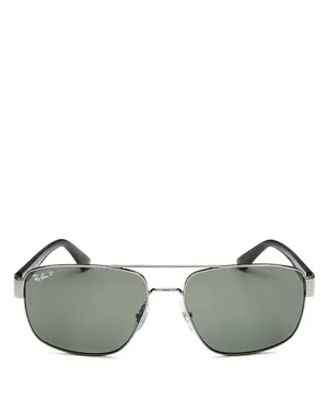 Ray-ban Polarized Brow Bar Aviator Sunglasses - Gunmetal/polar Green