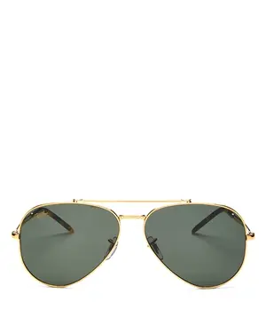Ray-ban Brow Bar Aviator Sunglasses - Gold/green