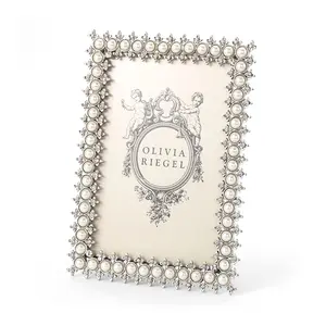 OLIVIA RIEGEL Crystal & Pearl Frame, 4 X 6 - Silver