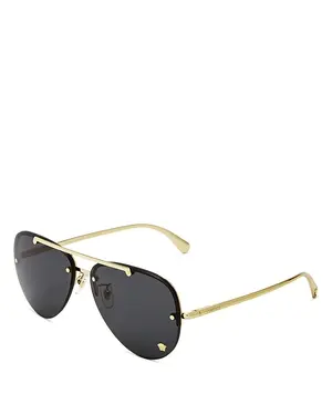 Versace Brow Bar Aviator Sunglasses - Gold/gray