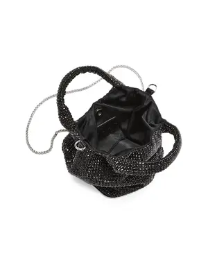 Aqua Crystal Mini Crossbody Bag - Black/crystal/black