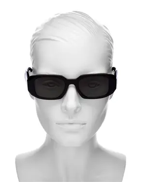 Prada Symbole Rectangular Sunglasses - Black/gray Solid